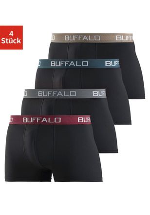 Buffalo Boxer BUFFALO Boxershorts für Herren, Herren, Gr. XXL, 4 Stk., schwarz, Jersey, Obermaterial: 95% Baumwolle, 5% Elasthan, unifarben, körpernah, Unterh