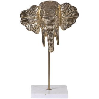 Beliani Beliani - Figurine D&eacute;corative sur Socle en Forme T&ecirc;te d&Eacute;l&eacute;phant en Aluminium Dor&eacute; Kaso