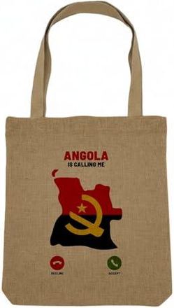 Fabulous Sac Shopping Tote Bag Aspect Lin - Angola Is Calling Me Flag Culture - Sac de Courses Toile Epaisse 360g Beige Naturel Cabas Port&eacute; Epaule Solide Impri