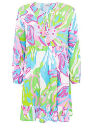 Zwillingsherz Sommerkleid Zwillingsherz Kleid Blumen Kunst Kordel mit Tasseln, Tasseln, Volants