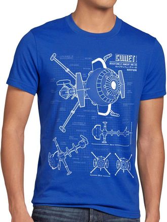 style3 Future Comet Herren T-Shirt Captain, Gr&ouml;&szlig;e:XXL, Farbe:Blau