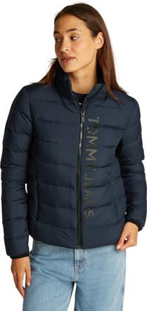 Tommy Jeans Damen Pufferjacke Down Printed Stehkragen, Blau (Dark Night Navy), XL