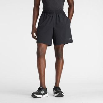 New Balance Homme Athletics Stretch Woven Short 7 en Noir, Polytiss&eacute;, Taille 2XL
