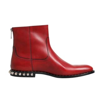 Dolce & Gabbana Rote Studded Chelsea Stiefeletten - - Shoes - Herren - Rot - 44 EU