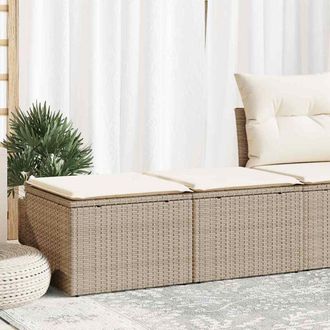 vidaXL Salon de jardin avec coussins 2 pcs beige r&eacute;sine tress&eacute;e acacia - Vidaxl