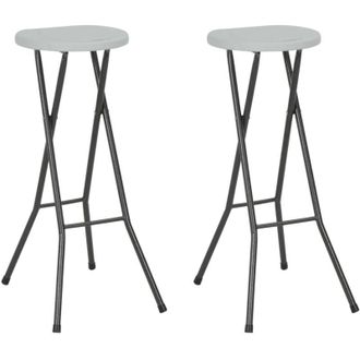 vidaXL Vidaxl - Tabourets de bar pliables lot de 2 pehd et acier Blanc