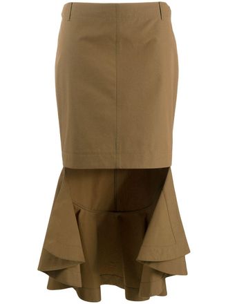 Givenchy jupe volant&eacute;e &agrave; design asym&eacute;trique - Marron