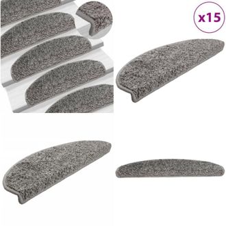vidaXL Treppenmatten 15 Stk. Grau 65x21x4 cm - Treppenmatten - Trittschutz - Treppenl&auml;ufer - Rutschfeste Matte - Stufenbelag - Home & Living