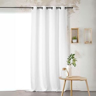 HOME MAISON Rideau Voilage uni 100% lin Blanc 145x260 cm