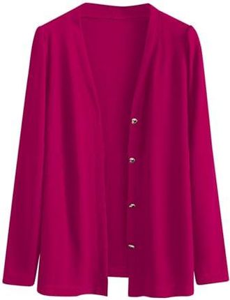 Generic Cardigan léger et fin pour femme - Manches longues - Col en V - Manteau tricoté avec boutons en forme de coeur - Couleur unie - Élégant - Ouvert sur l
