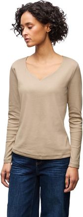 Street One Damen 3228039 Shirt Mit Herzausschnitt, Sanded Beige, 34 EU