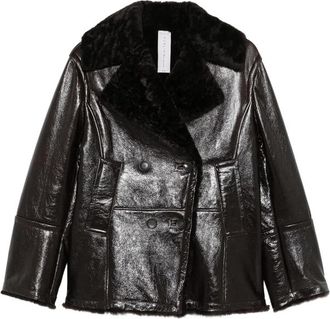 Furling Shearling-collar Double-breasted Jacket