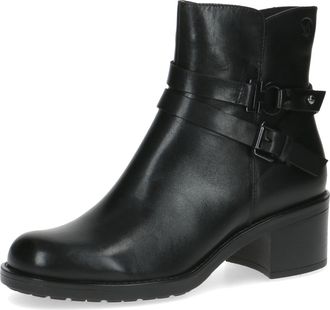 Caprice Damen Stiefeletten mit Absatz Memotion aus Leder Blockabsatz Weite G, Schwarz (Black Nappa), 40 EU