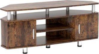 HOMCOM Homcom - Meuble banc tv design contemporain 2 portes niche centrale &eacute;tag&egrave;re grand plateau chrom&eacute; effet bois