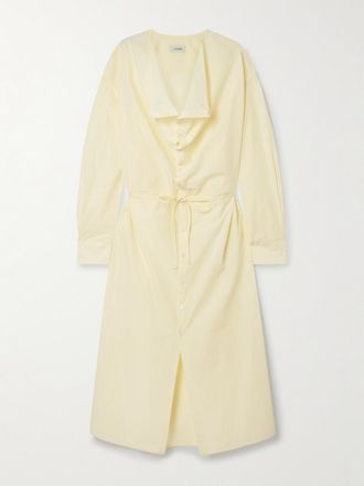 Christophe Lemaire Asymmetrisches Midikleid Aus Baumwoll-cr&ecirc;pe Mit Bindeg&uuml;rtel - Gelb