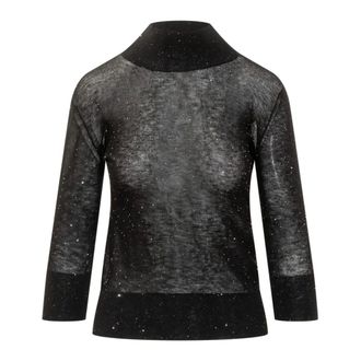 Genny Femme, Pulls, Noir, Taille: 42 FR Pull Col Montant