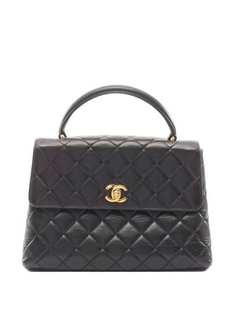 Chanel sac &agrave; main matelass&eacute; &agrave; logo CC (1996-1997) - Noir