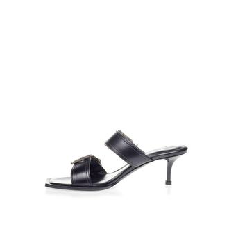 Alexander McQueen Womens Buckle Leather Stiletto Sandal Black