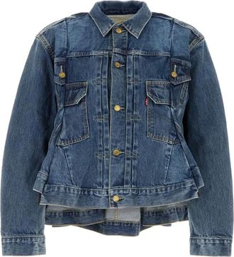 sacai Femme, Vestes, Bleu, Taille: 44 FR Veste en jean