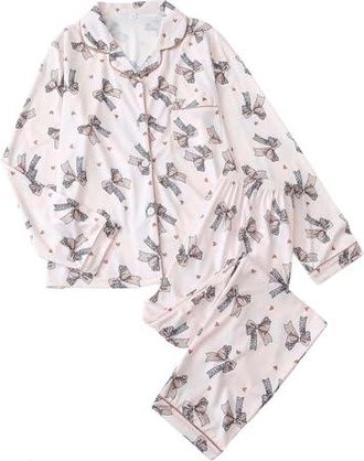 Generic Ensemble de Pyjama Doux pour Femme avec imprim&eacute; l&eacute;opard &eacute;l&eacute;gant et noeud pour Un v&ecirc;tement dint&eacute;rieur Confortable f22