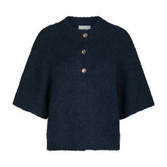 Neo Noir Boxy Fluffy Strickjacke - - Knitwear - Damen - Blau - XL