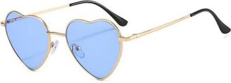 Generic Lunettes De Soleil D&eacute;coratives En M&eacute;tal For Femme, Id&eacute;ales For Lext&eacute;rieur Et Les Sports(Blue)