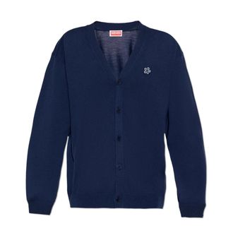 Kenzo Wollcardigan mit Applikation - - Knitwear - Herren - Blau - L