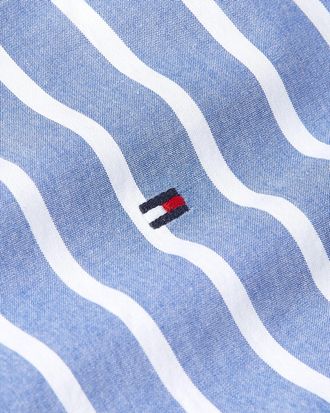 Tommy Hilfiger Herren Hemd Flex Poplin Nautical aus Baumwolle, Mehrfarbig (Wedge Blue / Optic White), M