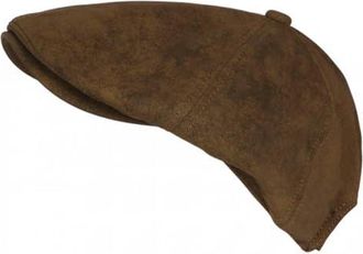 Nyls Cr&eacute;ation Beret Casquette Gavroche Cuir Marron Clair R&eacute;tro en Suedine Ajustable Nylro - Taille Unique - Marron