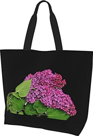 AOOEDM Lilas avec branche sac &agrave; provisions r&eacute;utilisable fourre-tout en toile pour dames