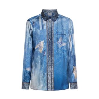 Pierre-Louis Mascia Femme, Blouses et Chemises, Bleu, Taille: 40 FR Chemise Manches Longues Aloe