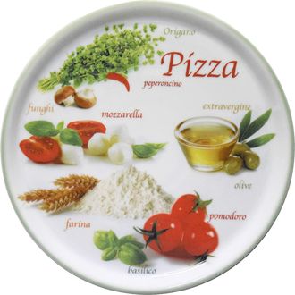 MamboCat Pizzateller Napoli Green &Oslash; 33,8 cm I Servierplatte mit Motiven I Vorspeisen Platte zum Anrichten f&uuml;r Antipasti oder Tomate-Mozzarella I bunter Motivte