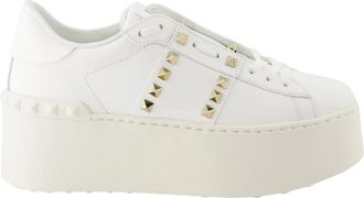 Valentino Garavani Femme, Chaussures, Blanc, Taille: 38 1/2 EU Flatform Rockstud Untitled Baskets
