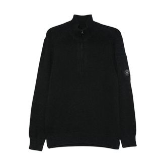 C.P. Company Pullover mit Stehkragen und Viertelrei&szlig;verschluss aus Wolle - - Knitwear - Herren - Schwarzk - XL