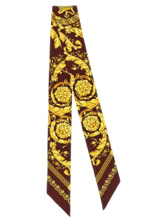 Versace Baroque Printed Silk Twill Scarf - Burgundy