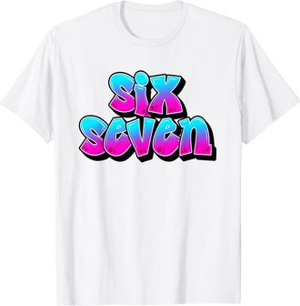 BDAZ Six Seven 67 Meme Graffiti Blau Rosa T-Shirt