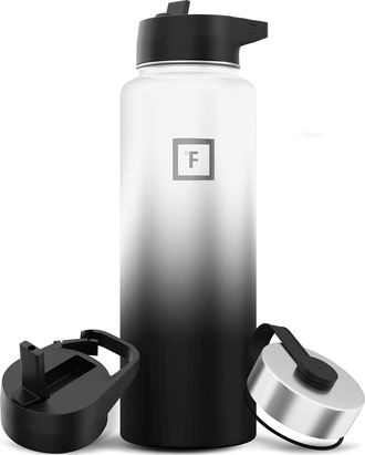 Iron Flask Edelstahl Trinkflasche mit Strohhalm - 650/950/1200/1800 ml - Kohlens&auml;ure Geeignet Auslaufsicher Doppelwandig Isoliert Thermosflasche BPA-Freie - Wass