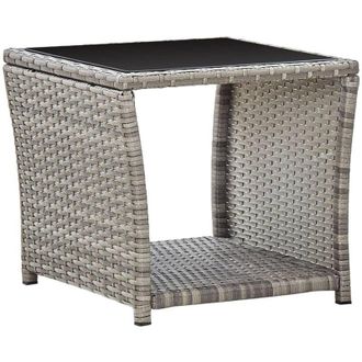 vidaXL Couchtisch Grau 45x45x40 cm Poly Rattan und Glas Vidaxl