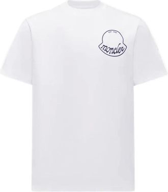 Moncler Homme, Tops, Blanc, Taille: M Logo Cotton T-Shirt