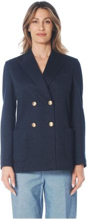 Circolo 1901 Femme, Vestes, Bleu, Taille: 38 FR Giacca doppiopetto micro lavorata a quattro bottoni