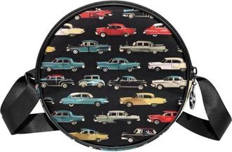 Generic Sac &agrave; bandouli&egrave;re Circle pour femme, petit sac &agrave; bandouli&egrave;re color&eacute; avec fermeture &eacute;clair, bretelles r&eacute;glables, sac &agrave; main rond d&eacute;contract&eacute; pour femme