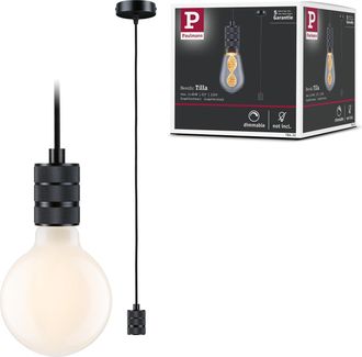 Paulmann 78432 Pendelleuchte Neordic Pendelleuchte Tilla ohne Leuchtmittel max. 60 Watt H&auml;ngeleuchte Schwarz Metall E27