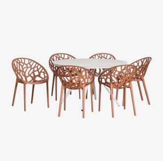 Sklum Sklum - Rundes Valerie-Tischset aus Aluminium (&Oslash;125 cm) und 6 Ores-Gartenst&uuml;hle Rost