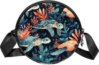 Generic Petit sac &agrave; bandouli&egrave;re Circle pour femme, petit sac &agrave; bandouli&egrave;re tortue avec fermeture &eacute;clair, bretelles r&eacute;glables, sac &agrave; main rond d&eacute;contract&eacute; pour