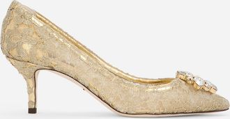 Dolce & Gabbana Lurex Lace Rainbow Pumps With Brooch Detailing - Frau Pumps Und Slingbacks Gold 39.5