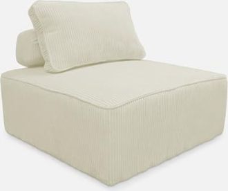 Sweeek Chauffeuse pour canapé modulable Velours côtelé crème avec Un Coussin