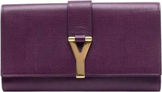 Saint Laurent unisex, Pre-owned, Violet, Taille: ONE Size Pochette en cuir Pre-owned