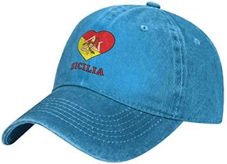 Generic Chapeau De Baseball Drapeau De La Sicile Fiert&eacute; Sicilienne Chapeau en Denim Classique Casquette De Baseball Homme Mode Casquette De Baseball Femme, po