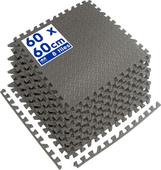 Harbour Housewares Eva-Schaumstoff-Fitnessmatten - 60 x 60 cm - 8 gro&szlig;e, Schwarze, strapazierf&auml;hige, rutschfeste Gummimatten f&uuml;r Fitness, Zuhause, Garage, Pool, Laufband