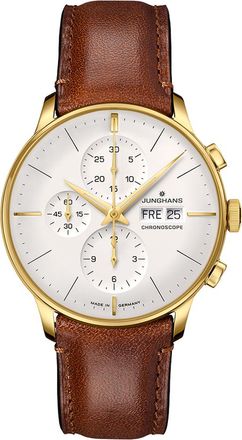 Junghans Meister Chronoscope, Automatikwerk, Lederband braun Herrenuhr 27/7620.02